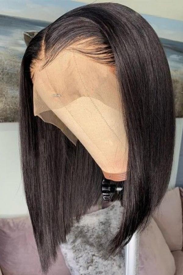 10-18 inches Silky Texture Natural Color Lace Front Bob-LW080 - Home ...